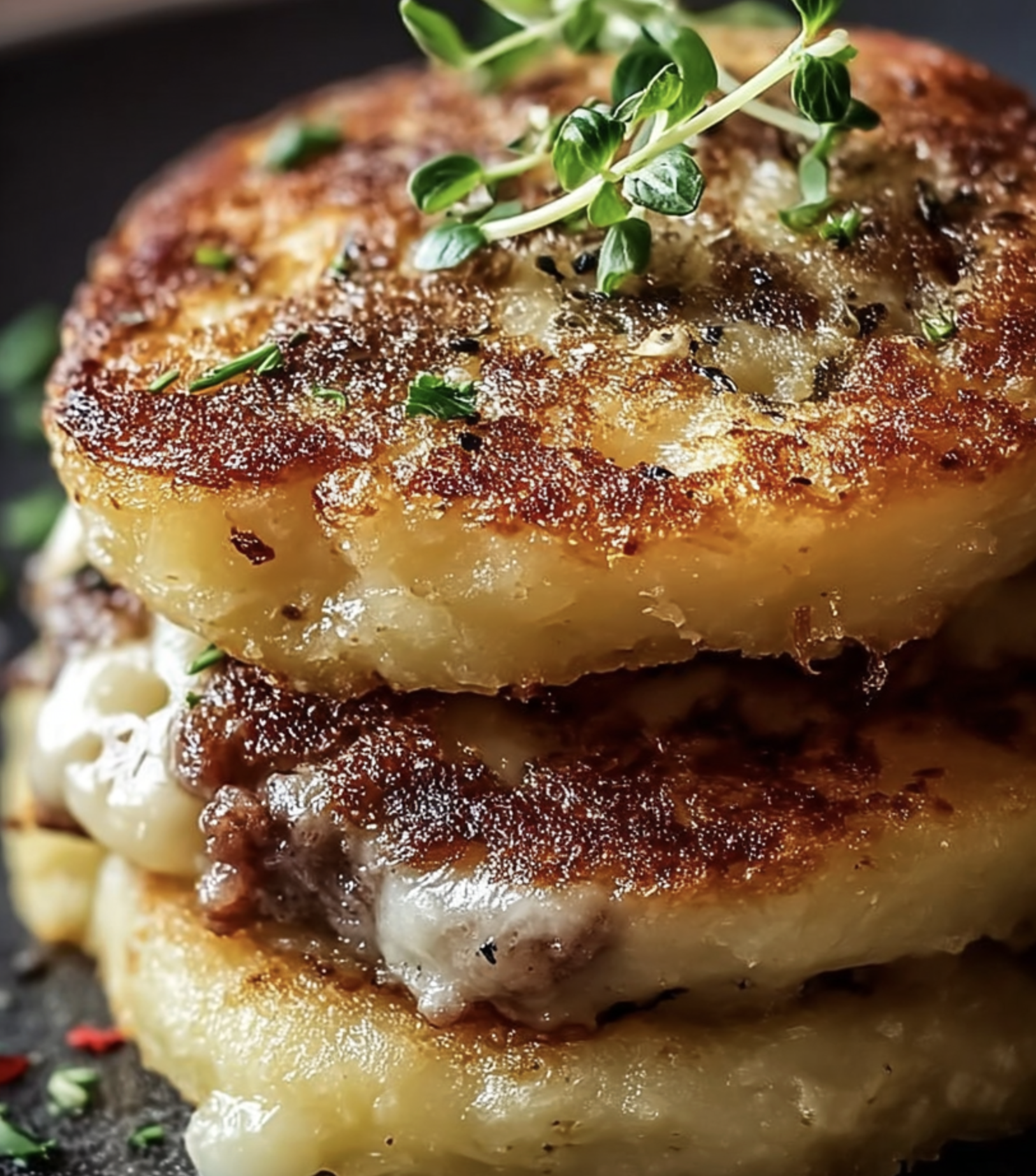 Stuffed Potato Pancakes with a Cheesy Twist